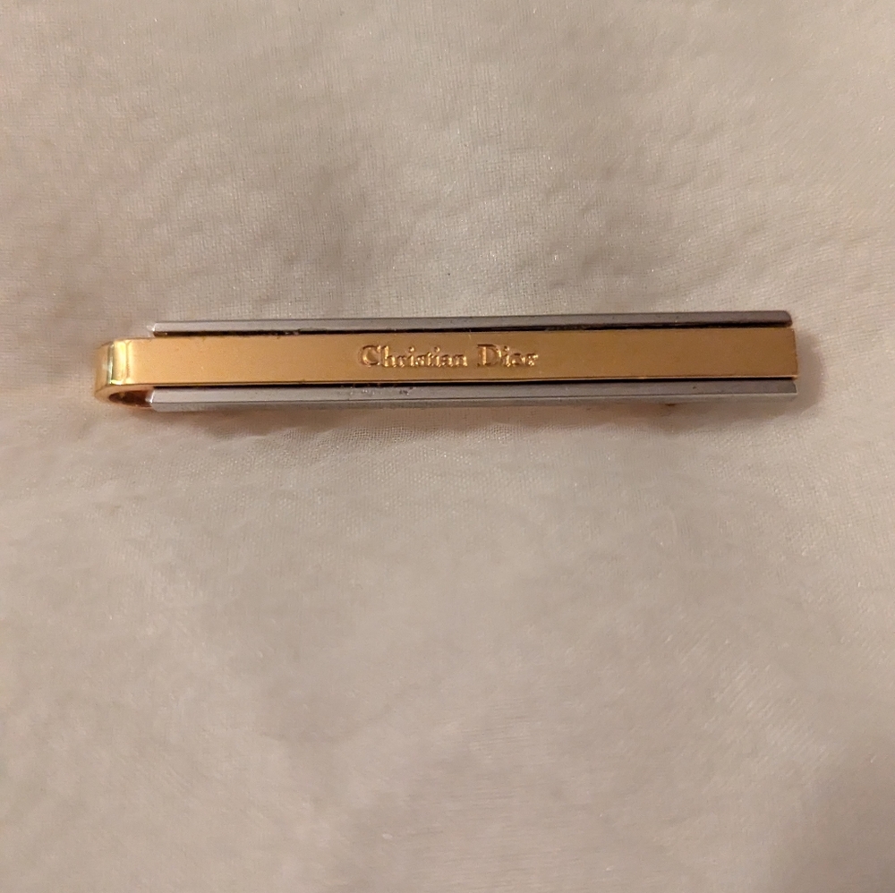 Christian Dior Authentic Men Tie Pin Logo Silver Gold… - Gem